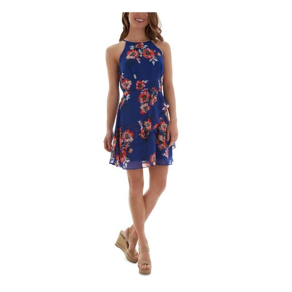 BCX | Dresses | Nwt Bcx Womens Blue Tie Lined Sleeveless Halter Mini ...